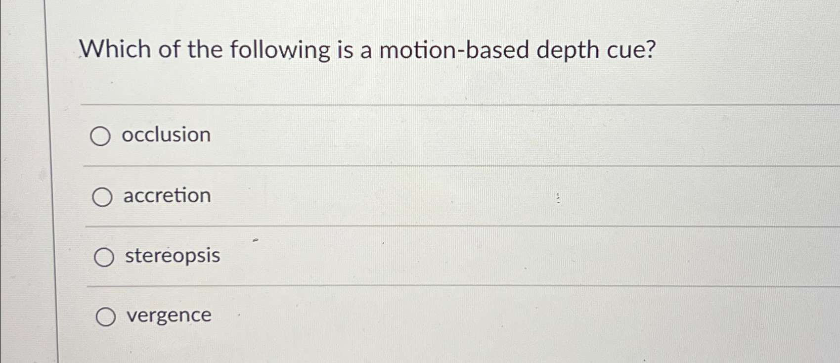 Solved Which of the following is a motion-based depth | Chegg.com