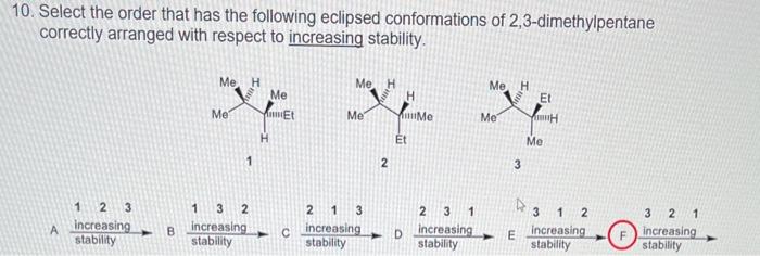 Solved 10. Select the order that has the following eclipsed | Chegg.com