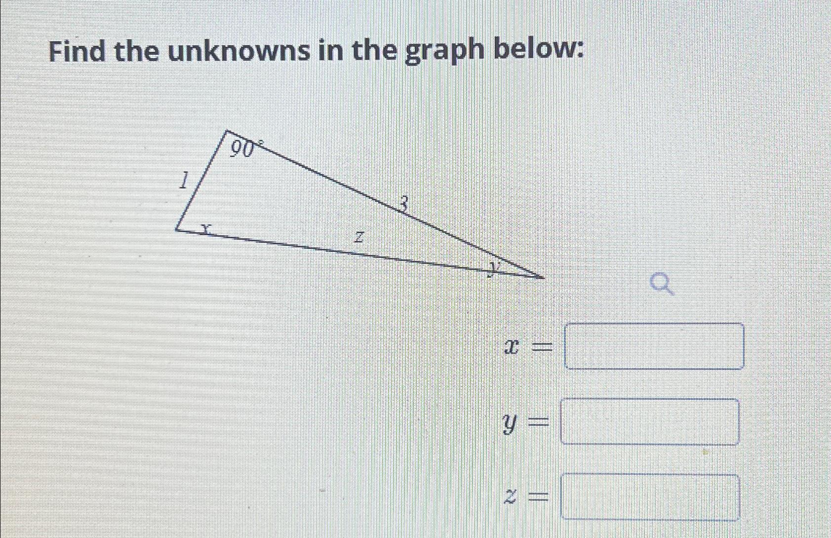 Solved Find the unknowns in the graph below:x=y=z= | Chegg.com