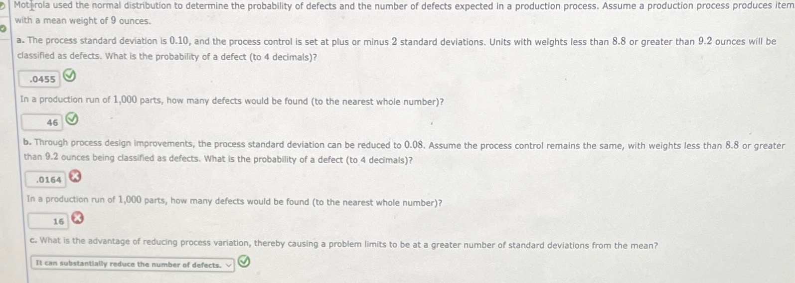 Motirola used the normal distribution to determine | Chegg.com