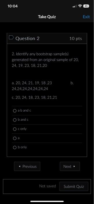 Question 2 10pts 2. Identify any bootstrap sample(s) | Chegg.com
