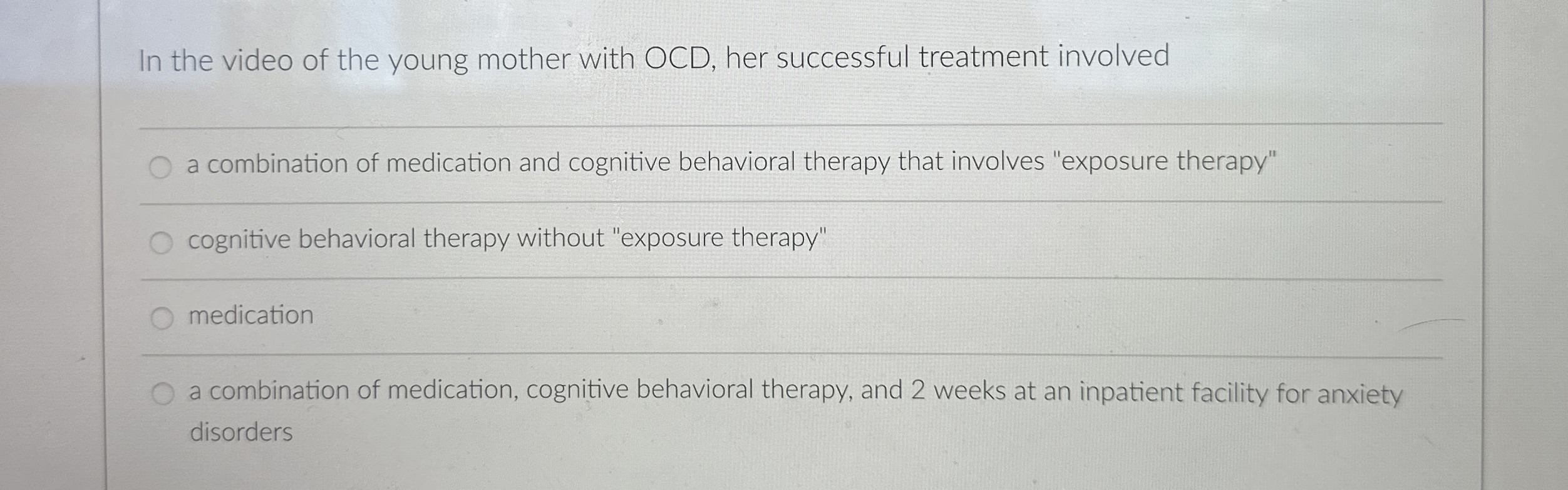 Solved In the video of the young mother with OCD, her | Chegg.com