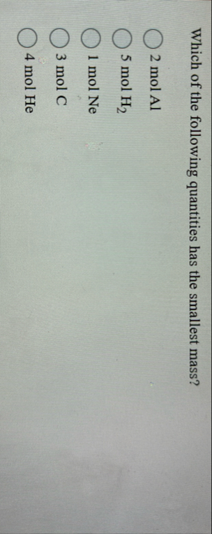 Solved Which of the following quantities has the smallest | Chegg.com