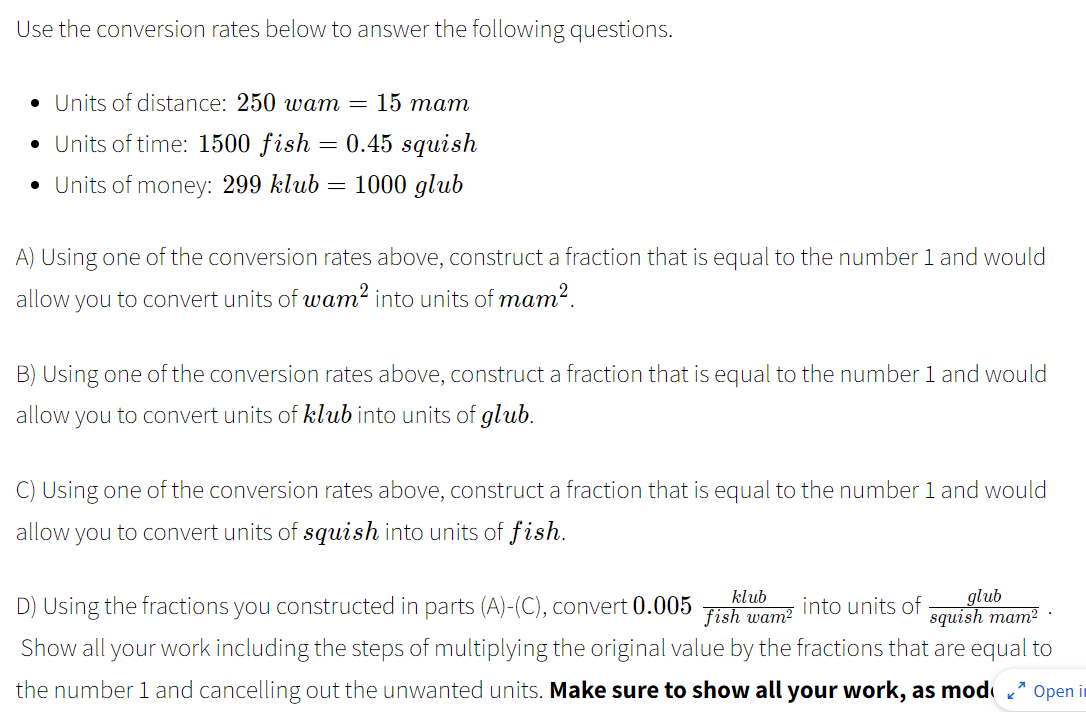 Solved A) ﻿Using one of the conversion rates above, | Chegg.com
