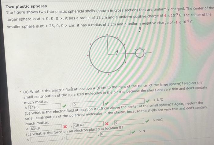 Solved Two plastic spheres The figure shows two thin plastic | Chegg.com
