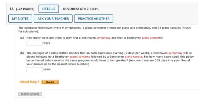 Solved The composer Beethoven wrote 9 symphonies, 5 piano | Chegg.com