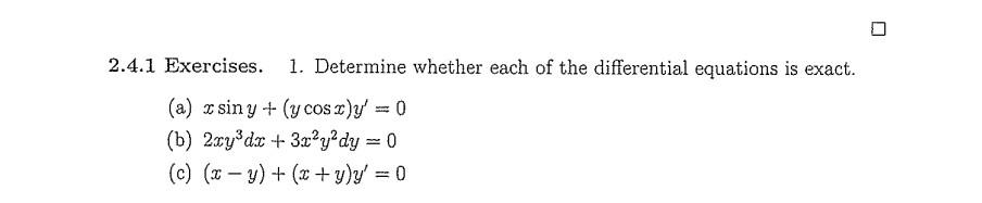 Solved 2.4.1 Exercises. 1. Determine whether each of the | Chegg.com