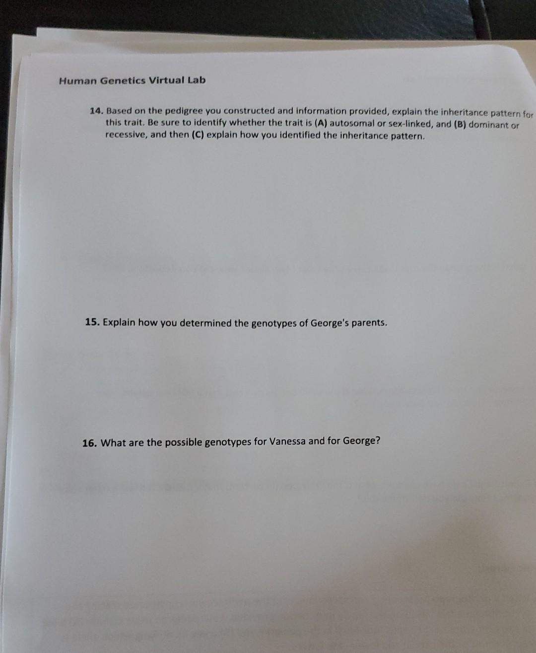 Human Genetics Virtual Lab Answer the questions and | Chegg.com