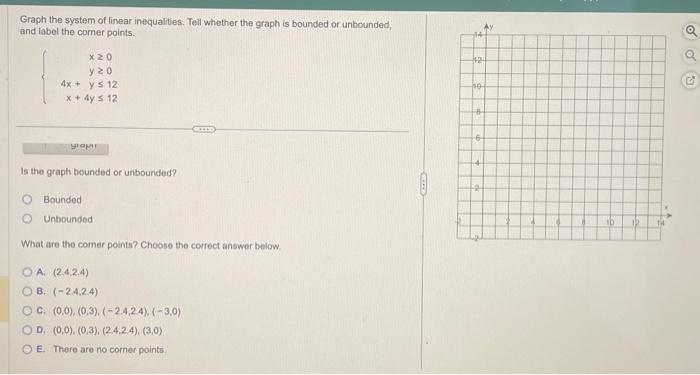 Solved Graph the system of linear inequalities. Tell whether | Chegg.com