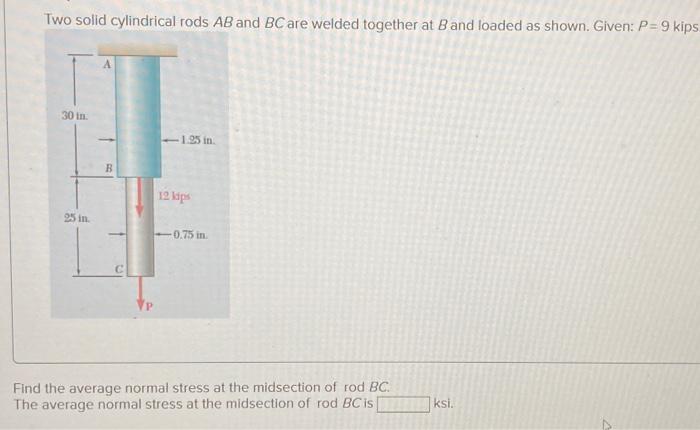 Solved Two solid cylindrical rods AB and BC are welded | Chegg.com