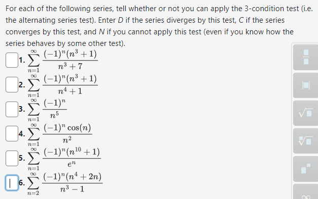 Solved For each of the following series, tell whether or not | Chegg.com