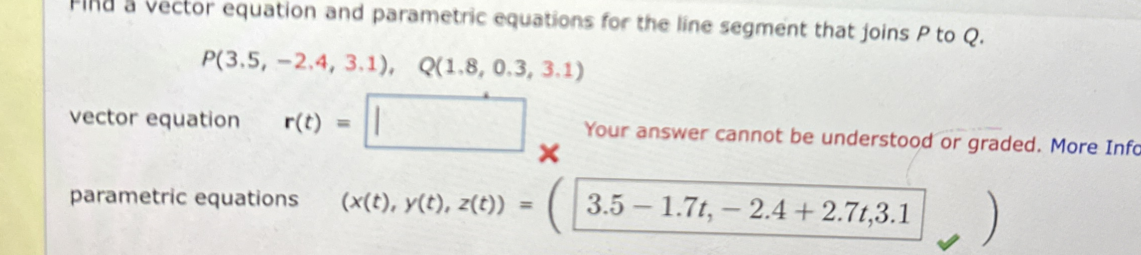 Solved Equa A Parametric Equations For The Line Segment That
