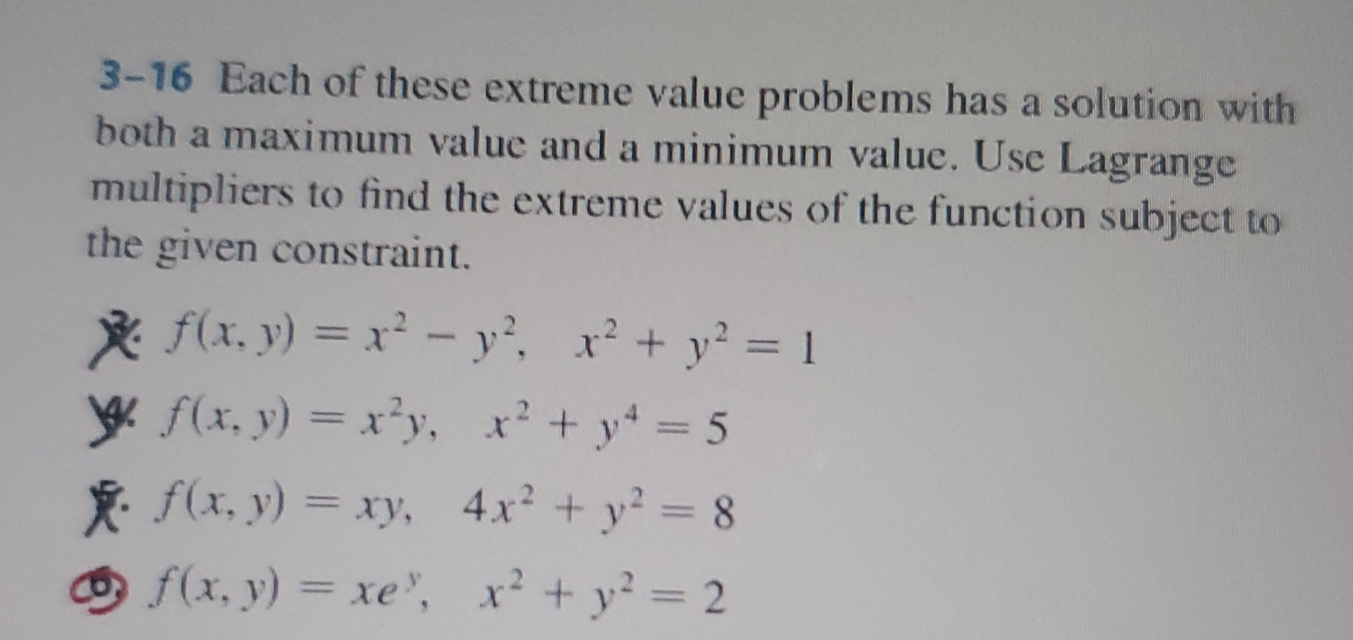 Solved 3-16 ﻿Each of these extreme value problems has a | Chegg.com