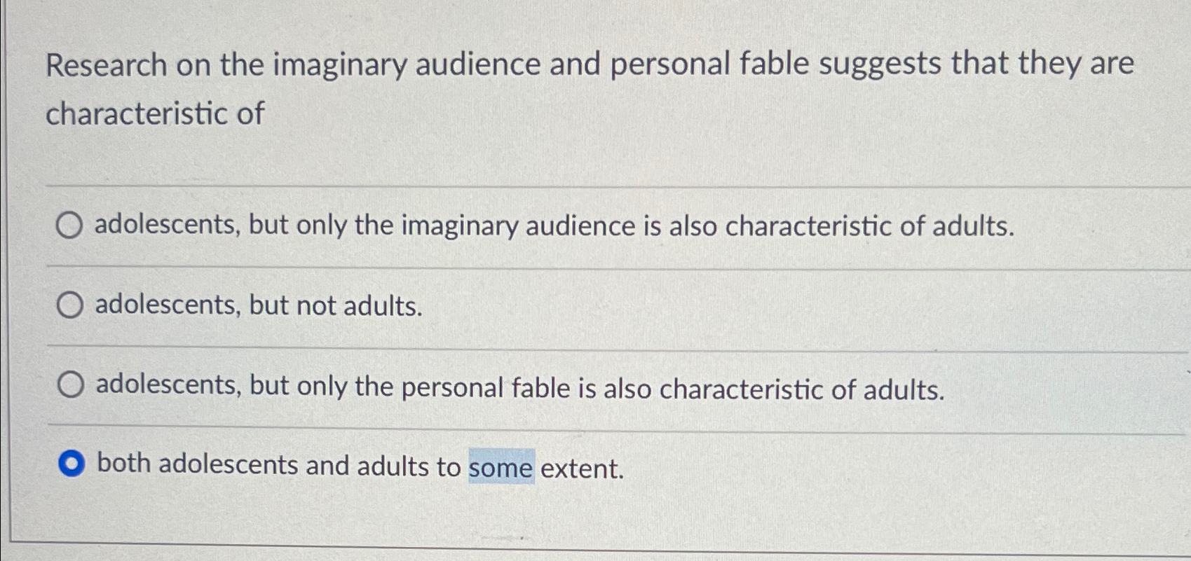Solved Research on the imaginary audience and personal fable | Chegg.com