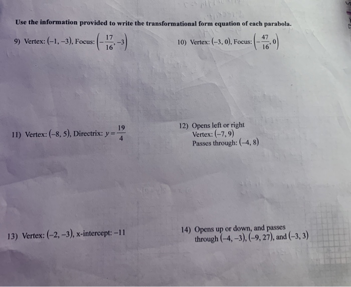 Solved Use the information provided to write the | Chegg.com