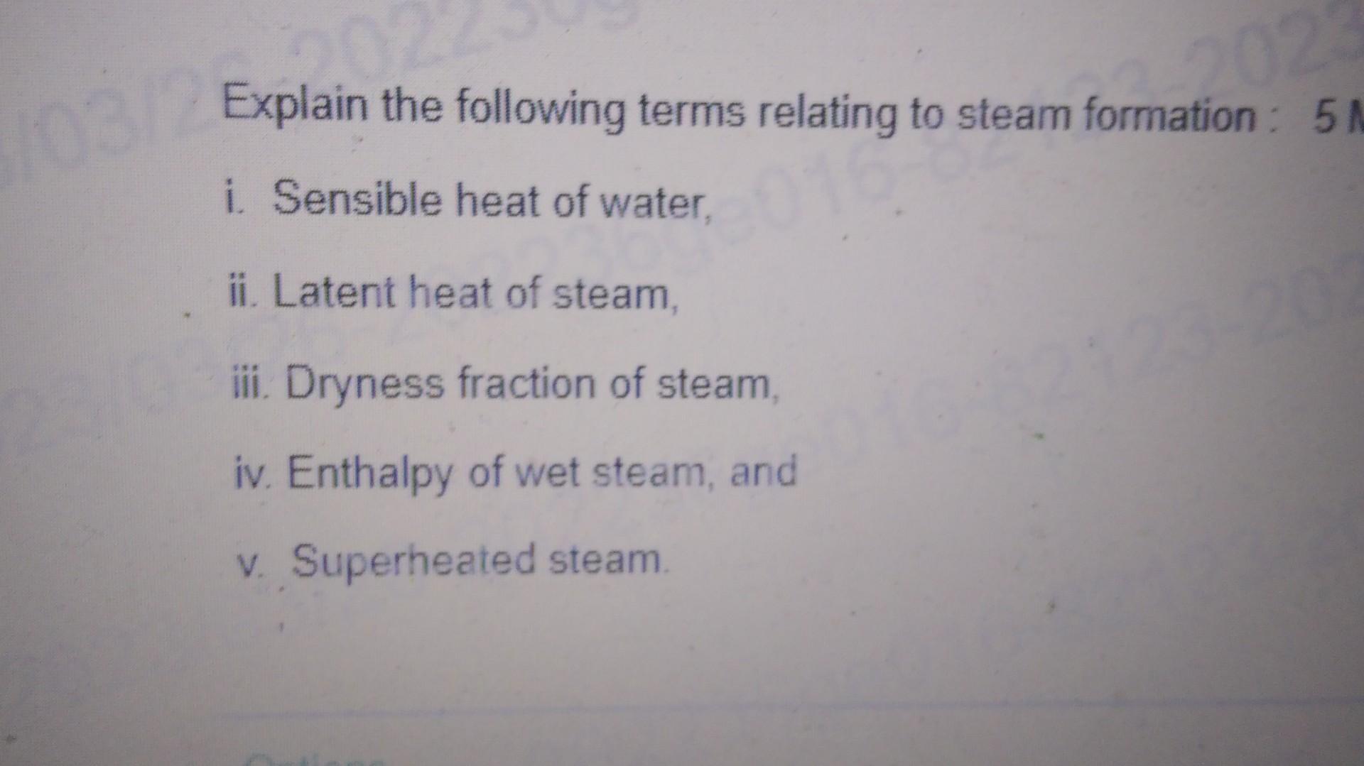 Solved explain the following terms relating to steam | Chegg.com