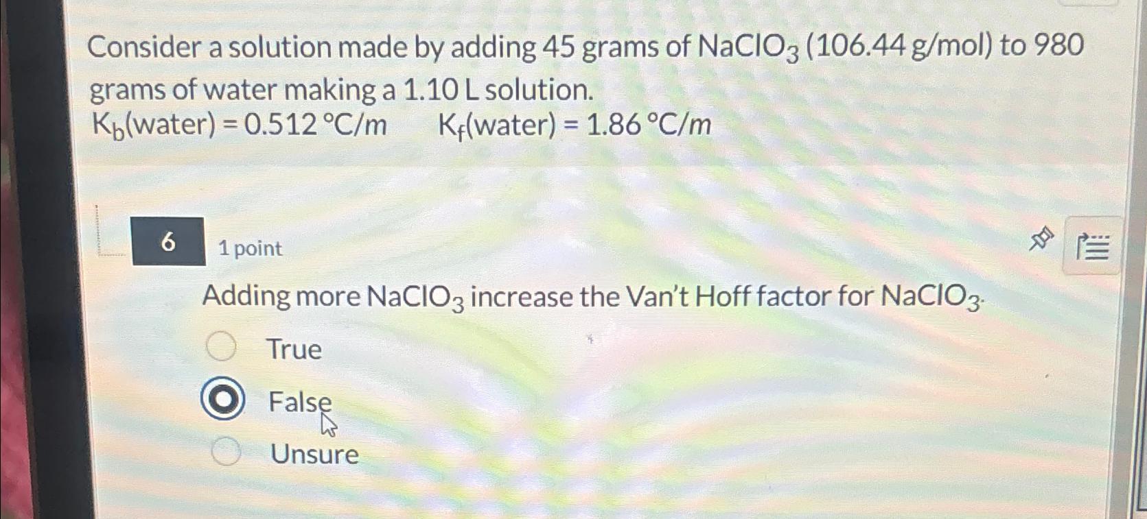 Solved Consider a solution made by adding 45 ﻿grams of | Chegg.com