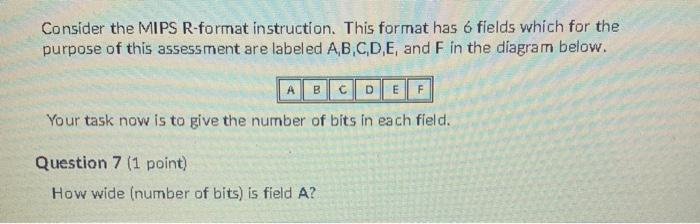 Solved Consider the MIPS R-format instruction. This format | Chegg.com