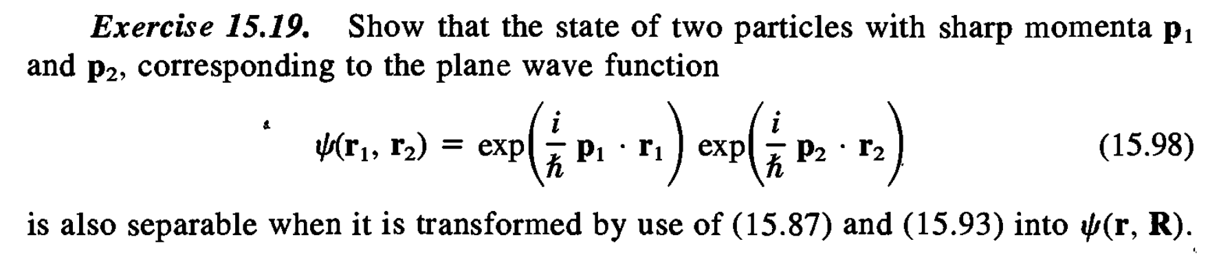 Solved Exercise 15.19. ﻿Show that the state of two particles | Chegg.com