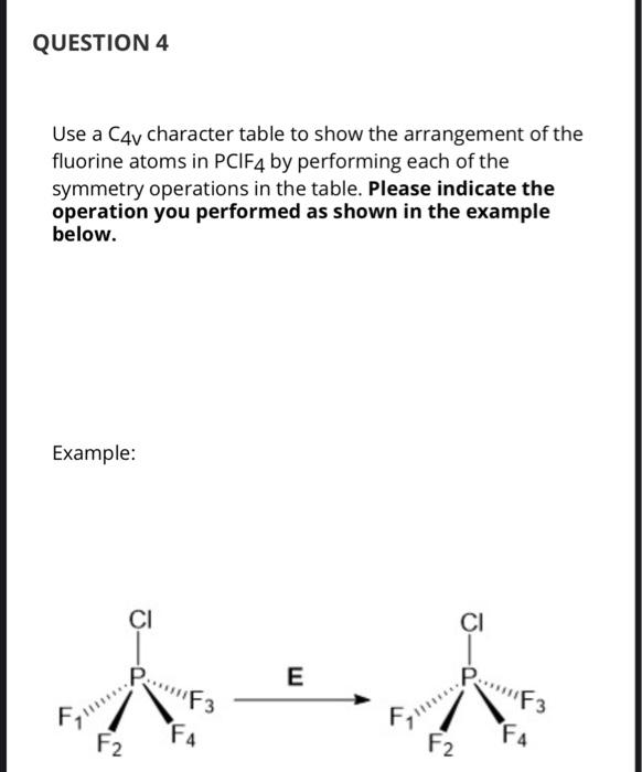 Solved QUESTION 4 Use a C4v character table to show the | Chegg.com