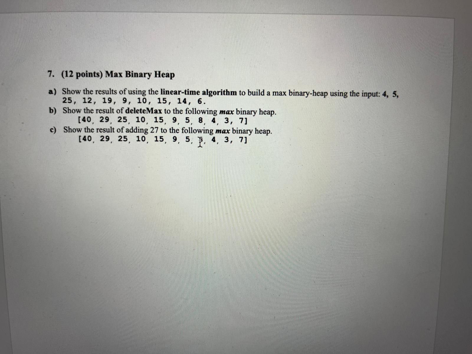 Solved 12 points max Binary Heapa show The Results Of