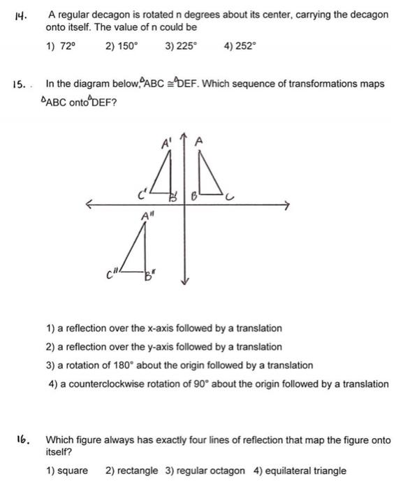 Solved 1 What is the image of point (-3,-1) under a | Chegg.com