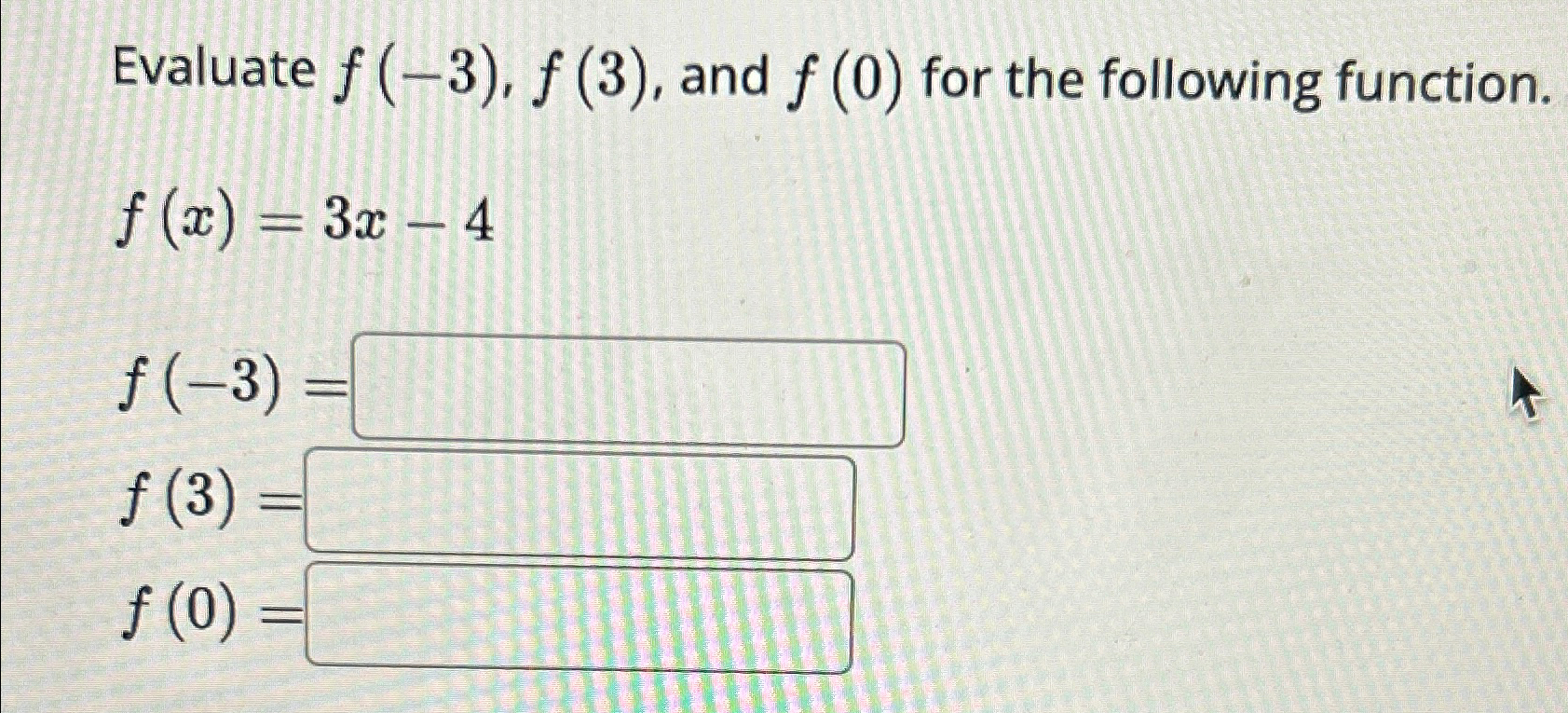 Solved Evaluate f(-3),f(3), ﻿and f(0) ﻿for the following | Chegg.com