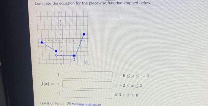 Solved Complete the equation for the piecewise function | Chegg.com