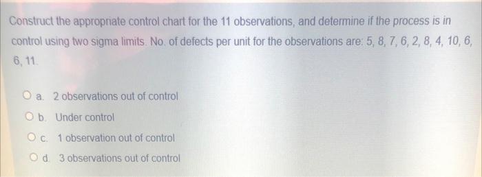Solved Construct the appropriate control chart for the 11 | Chegg.com