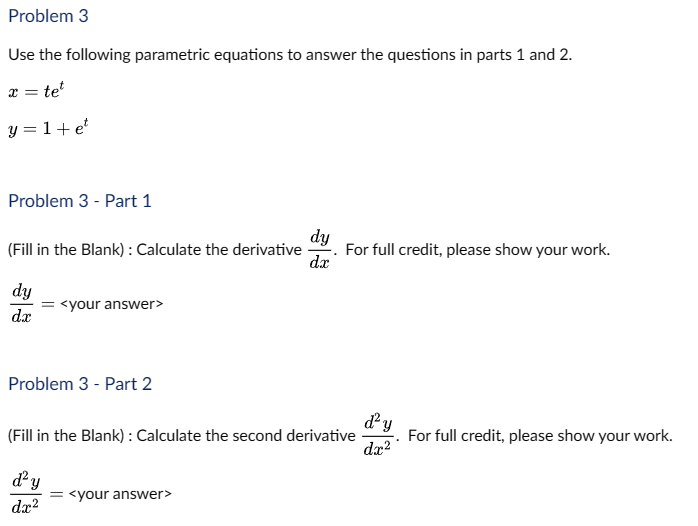 Solved Problem 3Use the following parametric equations to | Chegg.com