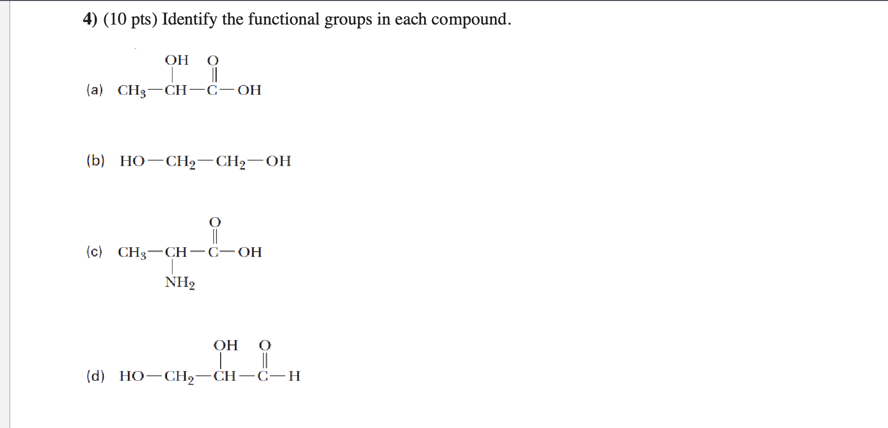 Solved (10 ﻿pts) ﻿Identify the functional groups in each | Chegg.com