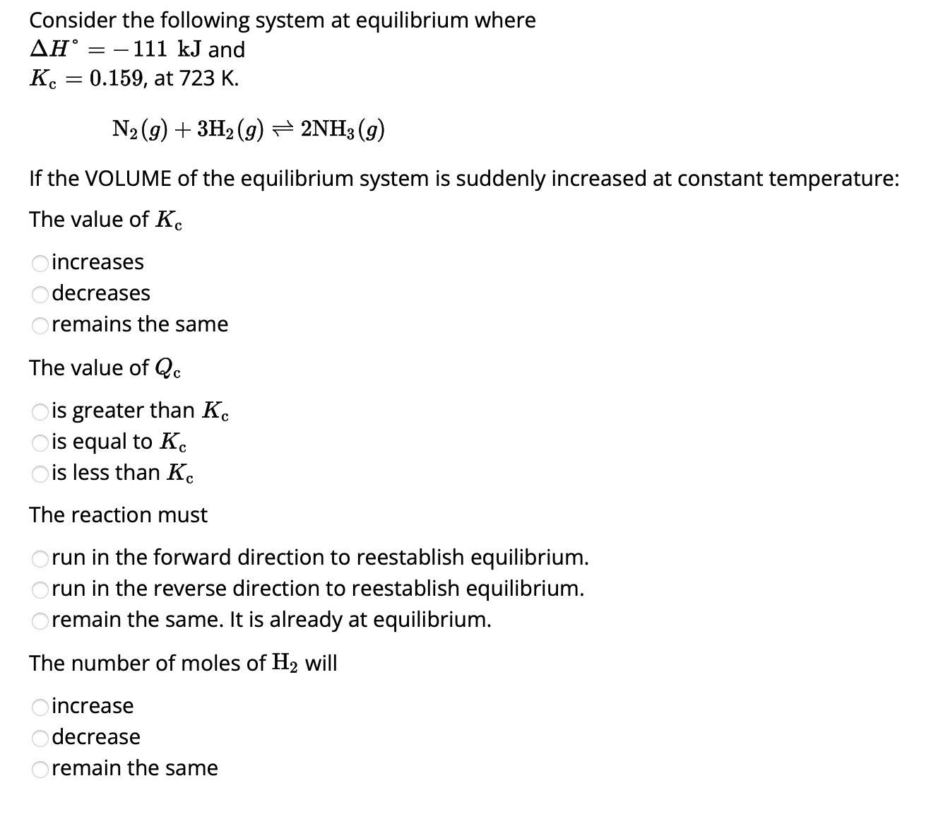 Solved Consider the following system at equilibrium | Chegg.com