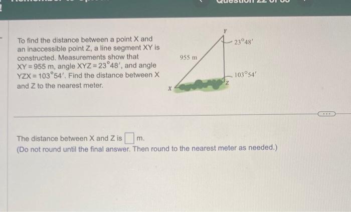 Solved To find the distance between a point X and an | Chegg.com