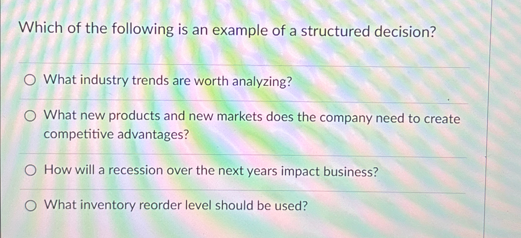 Solved Which of the following is an example of a structured | Chegg.com