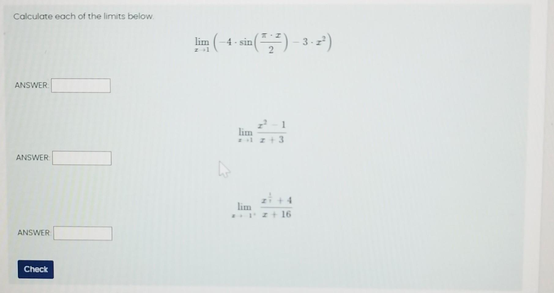 Solved Calculate each of the limits below. | Chegg.com