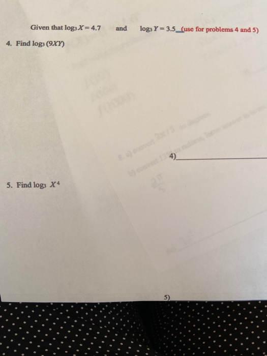 Solved Given that log3X -4.7 and log3 Y = 3.5_(use for | Chegg.com