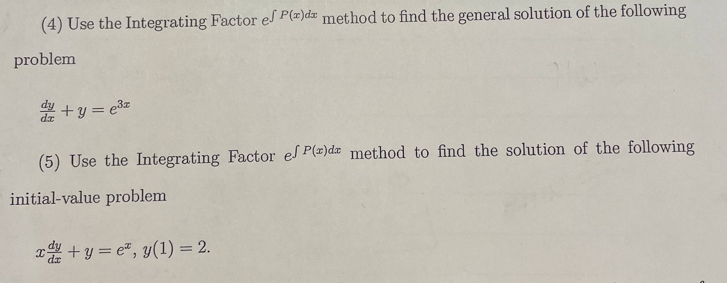 Solved please solve the 2 ﻿questions(4) ﻿Use the Integrating | Chegg.com