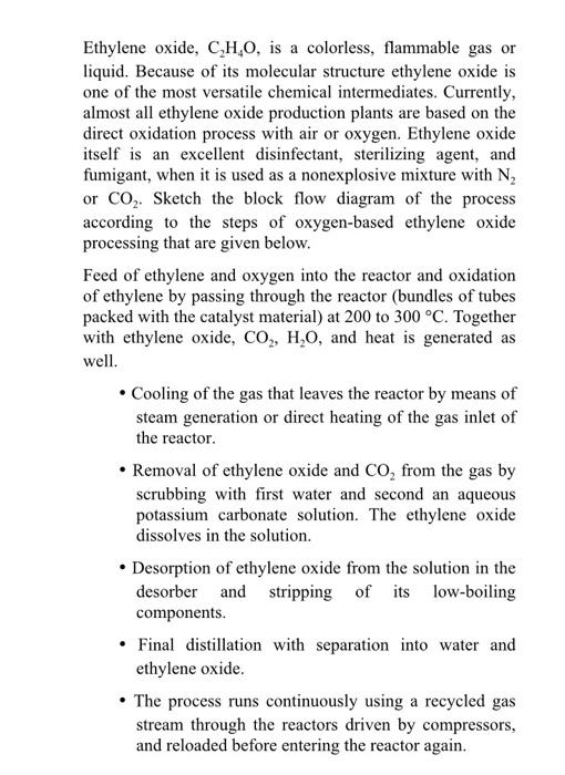 Solved Ethylene oxide, C.H.0, is a colorless, flammable gas | Chegg.com