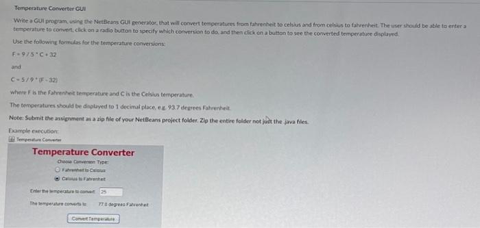 Solved temperature to convert click on a rartio button to | Chegg.com