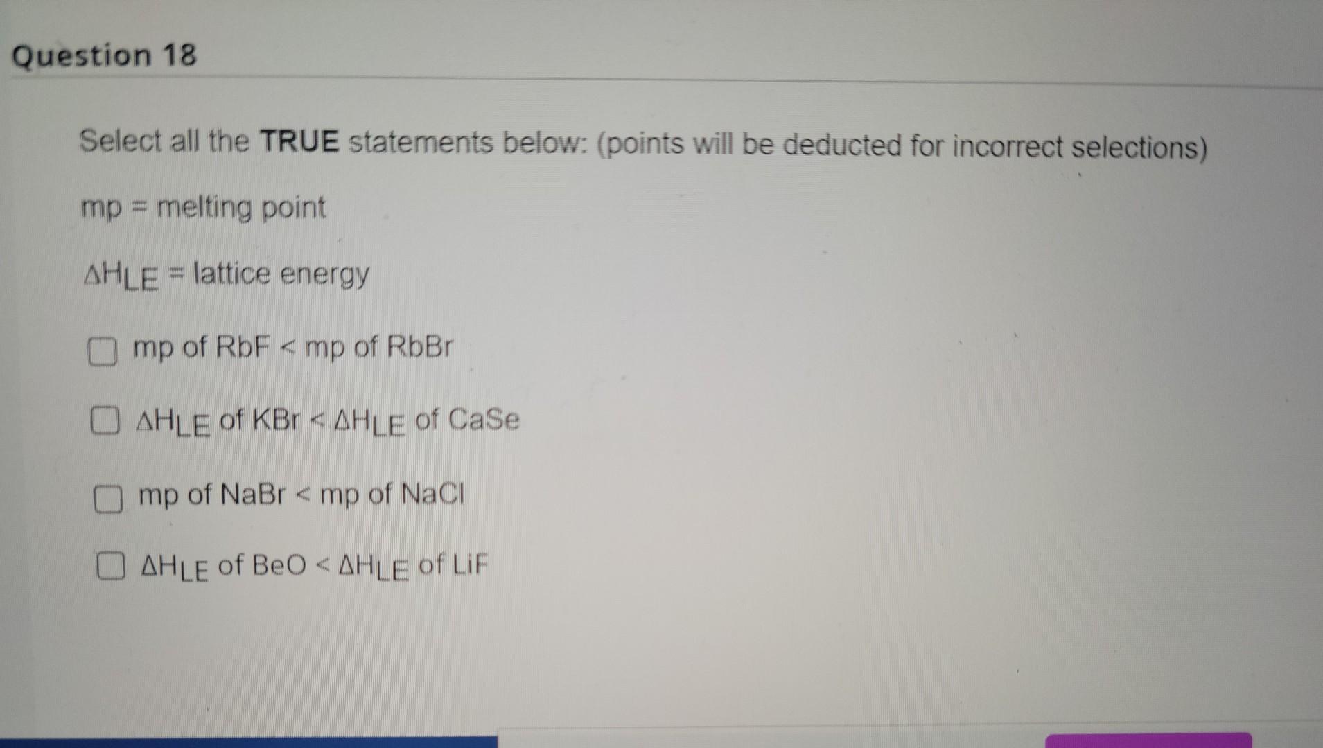 Solved Select all the TRUE statements below: (points will be | Chegg.com