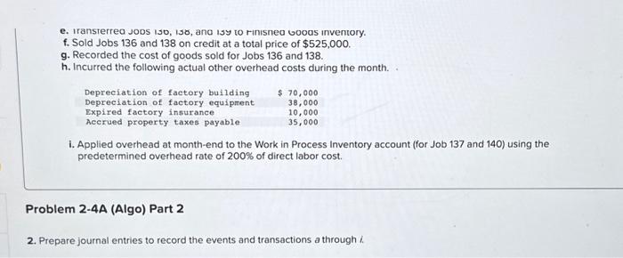 Solved Problem 2-4A (Algo) Preparing job cost sheets, | Chegg.com