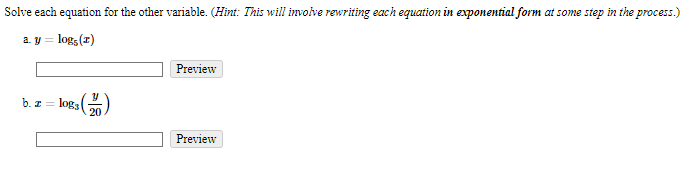 Solved Solve each equation for the other variable. (Hint: | Chegg.com
