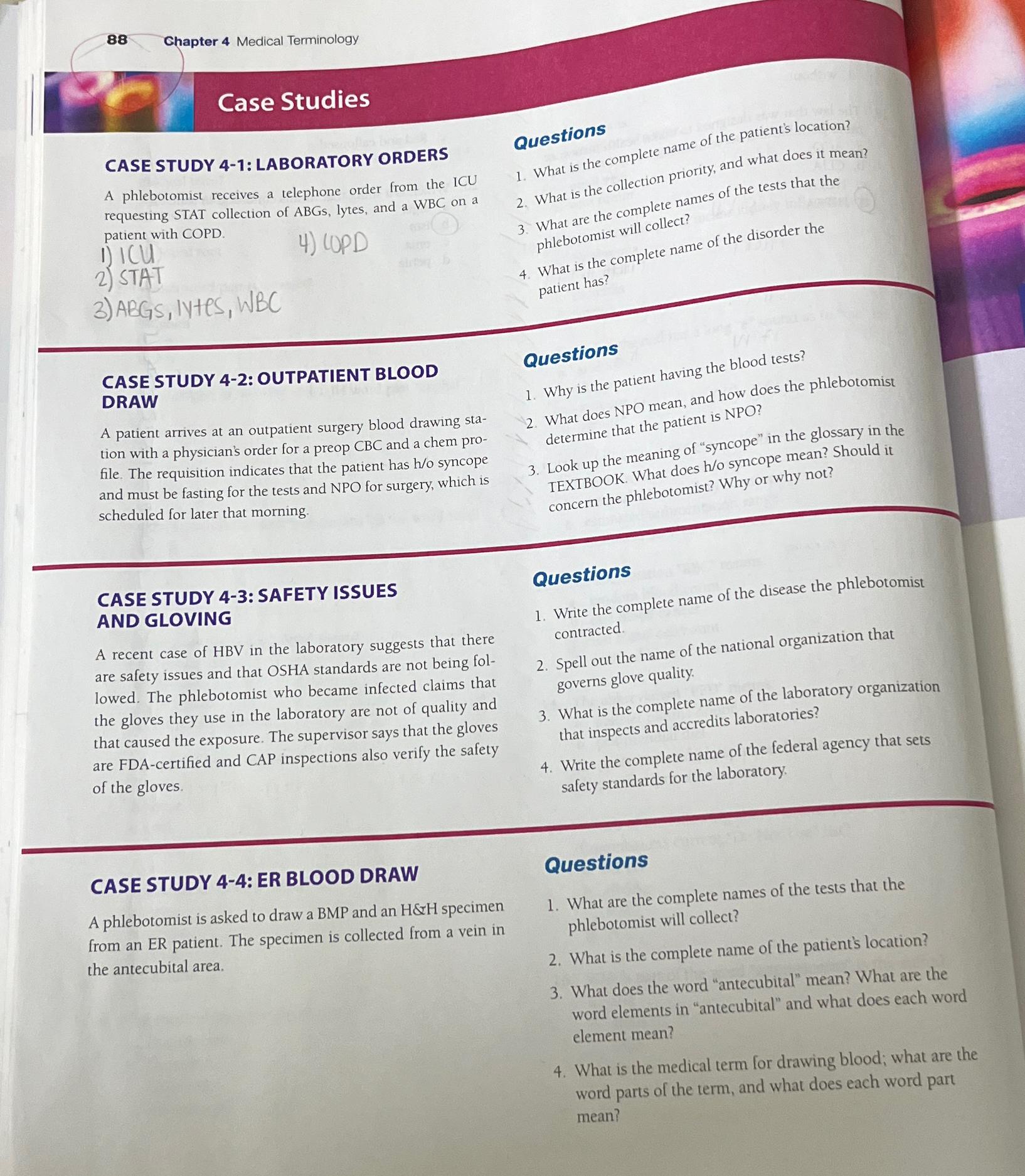 Solved Case StudiesCASE STUDY 4-1: LABORATORY | Chegg.com