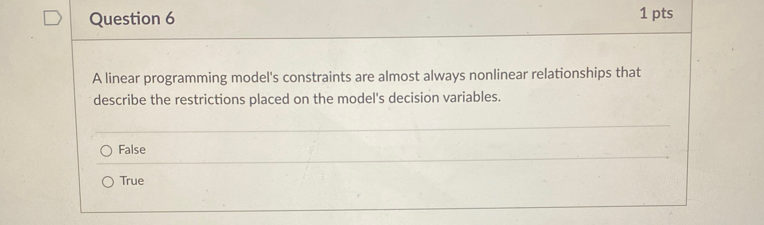 Solved Question 6A linear programming model's constraints | Chegg.com
