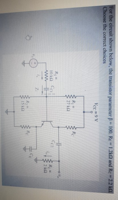 Solved For the circuit shown below, the transistor parameter | Chegg.com