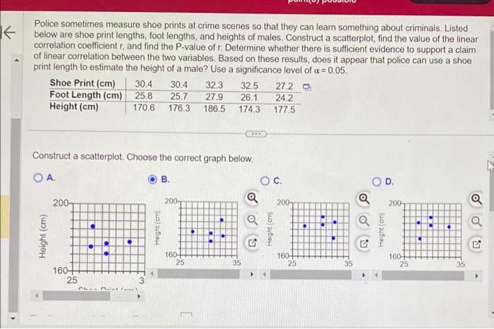 Solved Police sometimes measure shoe prints at crime scenes | Chegg.com
