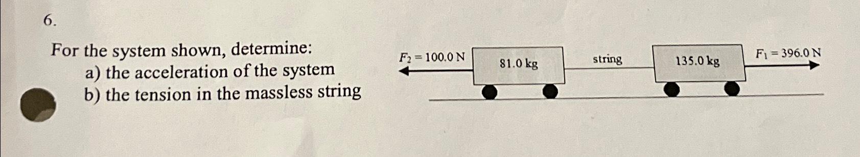 Solved For the system shown, determine:a) ﻿the acceleration | Chegg.com