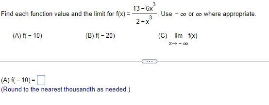 Solved Find each function value and the limit for | Chegg.com
