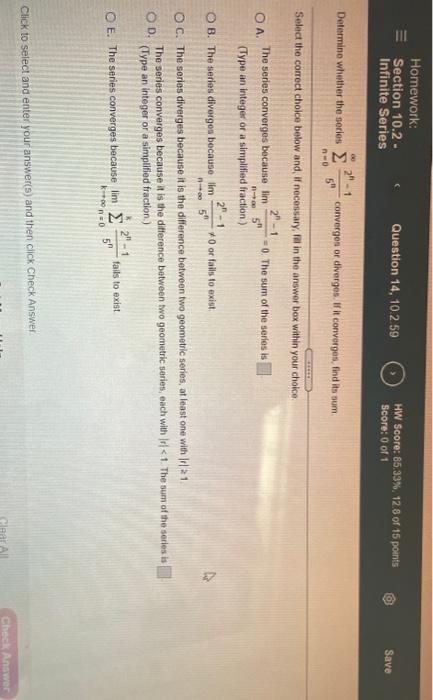 Solved Homework: 3 Section 10.2 - Infinite Series Question | Chegg.com
