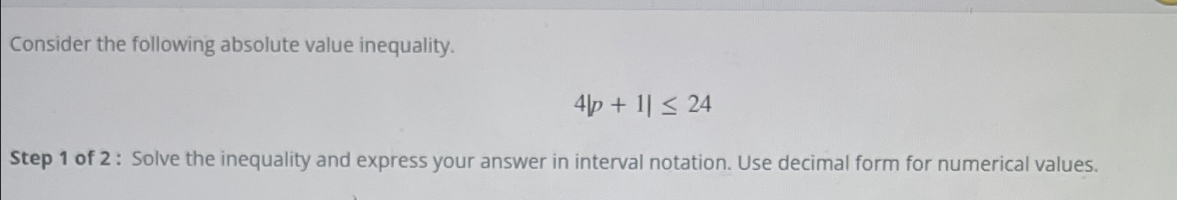 Solved Consider the following absolute value | Chegg.com
